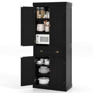 nightcore, 1 kitchen, 6ft cupboard w/ 4 adjustable shelves, 2 wood pantries, drawer, utility storage cabinet for hallway, living room, bathroom, black