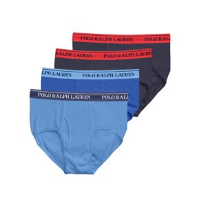 polo ralph lauren men's classic fit cotton briefs 3-pack, aerial blue/rugby royal, rugby royal/aerial blue, cruise navy/red, x-large