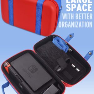 Ravol Carrying Case for Nintendo Switch, Portable Storage Bag for Nintendo Switch Organization - Blue/Red