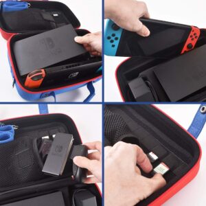 Ravol Carrying Case for Nintendo Switch, Portable Storage Bag for Nintendo Switch Organization - Blue/Red