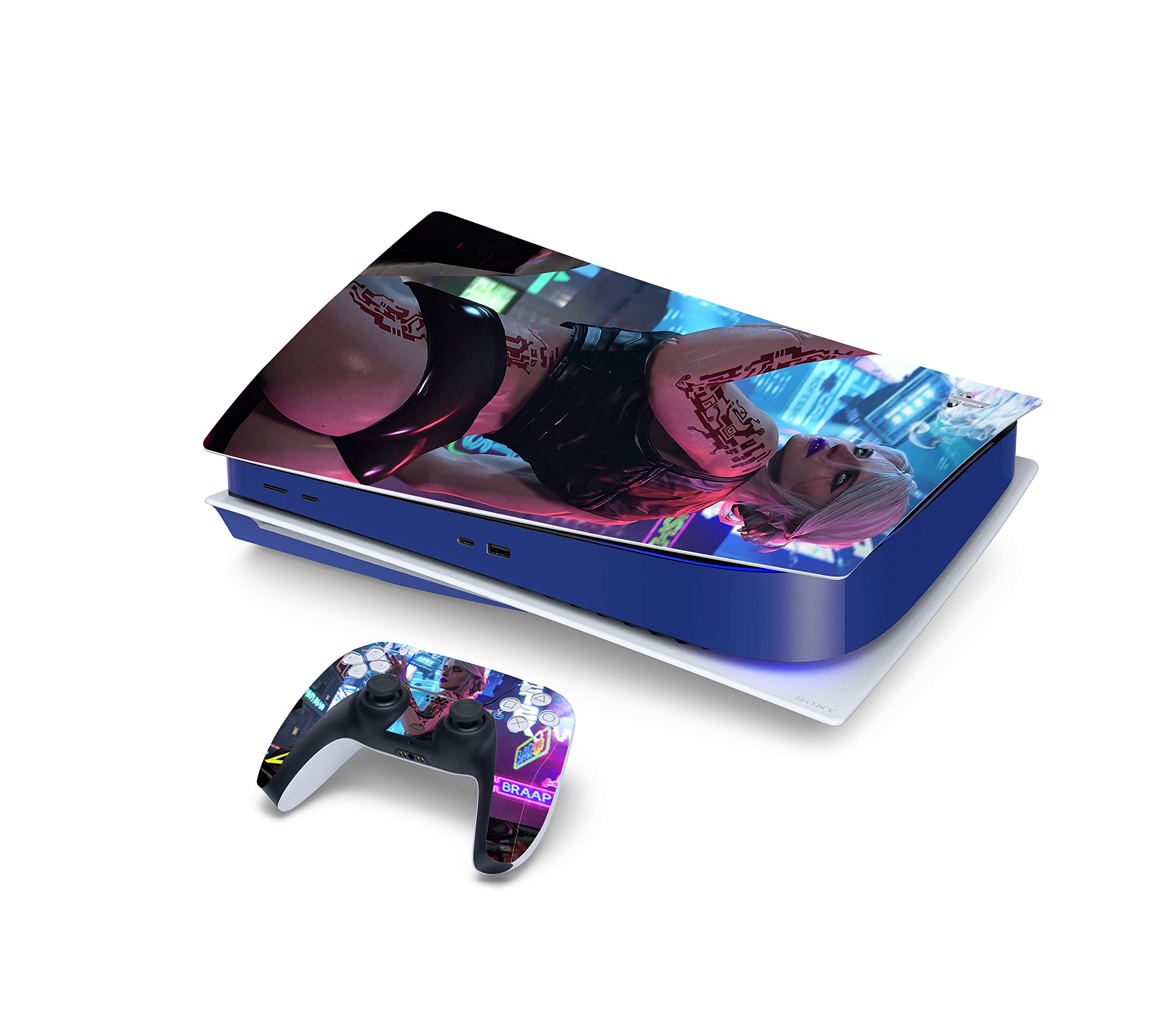 PEYANZ Skin Compatible with P.S.5 Console(Disk Edition) and Controllers Vinyl Sticker, Durable, Scratch Resistant, Bubble-Free