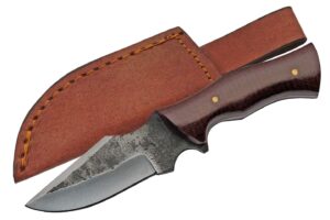 sczo supplies 6.25" fixed blade full-tang carbon steel blacksmith style outdoor hunting/skinning knife with sheath, brown