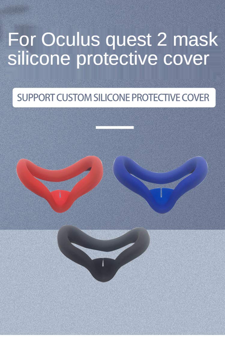 3Pcs Silicone Face Cover for Oculus Quest 2 Face Cushion Cover Sweatproof Eye Pad for Oculus Quest 2 Accessories(Black+Red+Blue) (Black)