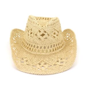 womens shapeable straw cowboy hat western cowgirl one size travel outdoor sun hats beige