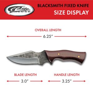 Sczo Supplies 6.25" Fixed Blade Full-Tang Carbon Steel Blacksmith Style Outdoor Hunting/Skinning Knife with Sheath, Brown