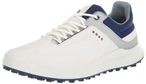 ecco men's core hydromax water resistant golf shoe, white/silvermetallic/blue depths, 10-10.5