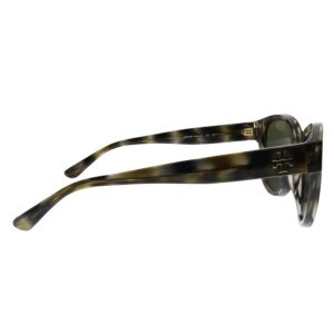 Tory Burch TY7163U Women's Sunglasses Striped Olive Tortoise/Solid Dark Green 54