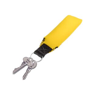 floating neoprene keychain, rectangle buoyant key ring, water sports keychain for marine boat, fishing, sailing, surfing, kayaking, swimming, diving, water sports yellow