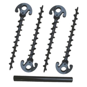 red suricata ground anchor screws - ultra strong sun shade canopy tent all terrain tarp stakes (4 pack)