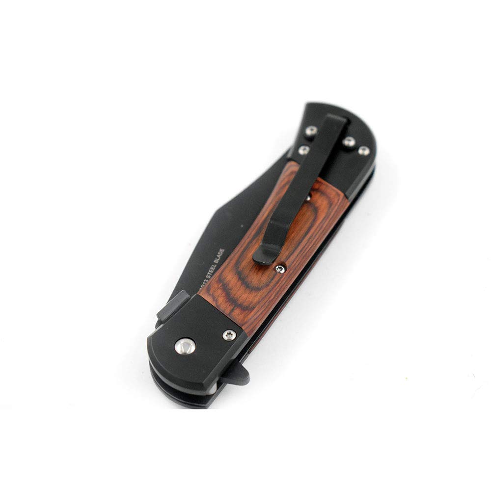 Wild Turkey Handmade Smooth Handle Folding Pocket Knife Hiking Camping Fishing - Razor Sharp Blade (Black W)