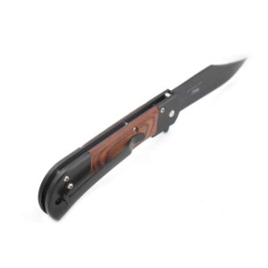 Wild Turkey Handmade Smooth Handle Folding Pocket Knife Hiking Camping Fishing - Razor Sharp Blade (Black W)