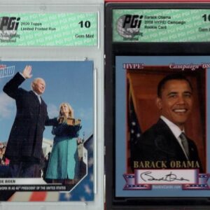 Barack Obama & Joe Biden 2021 Topps Now & HYPE Presidents Rookie Card PGI 10