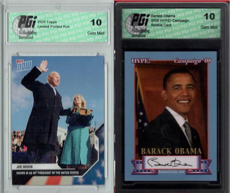 Barack Obama & Joe Biden 2021 Topps Now & HYPE Presidents Rookie Card PGI 10