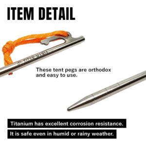 TITAN MANIA Titanium Tent Stakes 7.87 inch 20 cm, Tent Pegs, Lightweight, Sturdy, Outdoor Gear, Camping Equipment, 6 Pack