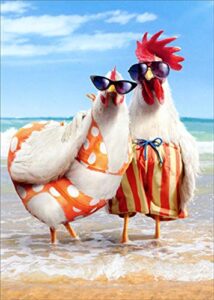 avanti, chicken couple on beach