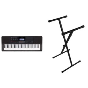 casio ct-x700 61-key portable keyboard and onstage ks7190 classic single-x keyboard stand, black