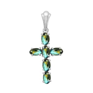 multi choice oval shape gemstone 925 sterling silver christmas cross religious pendant jewelry for women (labradorite)