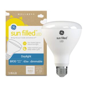 ge sun filled led light bulb, 65 watt, daylight, br30 indoor floodlight (1 pack)