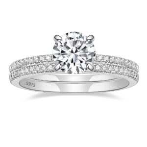 eamti 1.25ct 925 sterling silver bridal ring sets round cz engagement rings promise rings for her wedding bands for womenn size 7