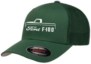 1967-72 ford f100 pickup truck outline design flexfit trucker mesh fitted cap forest