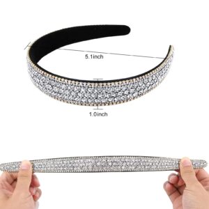 Wecoe Silver Headband Women Girls Fashion with Rhinestones, Crystal Bling Sparkly Hair Band, Thin Hair Accessories for Short Hair, Holiday Birthday Gift