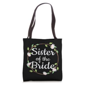 sister of the bride cute floral bridal party tote bag