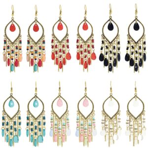 bohemian beaded tassel earrings for women vintage ethnic colorful beads boho dangle drop earrings