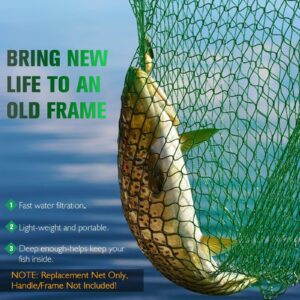 Dovesun Fishing Net Fish Landing Net Foldable Fishing Replacement Net for Freshwater Saltwater Fishing Net Replacement Netting Green Color Handle/Frame Not Included