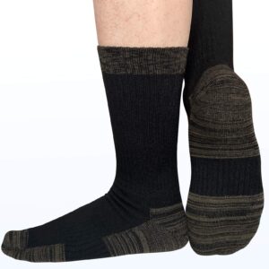 APTYID Men's Moisture Wicking Cushioned Crew Work Boot Socks, Size 9-12, Black, 4 Pairs