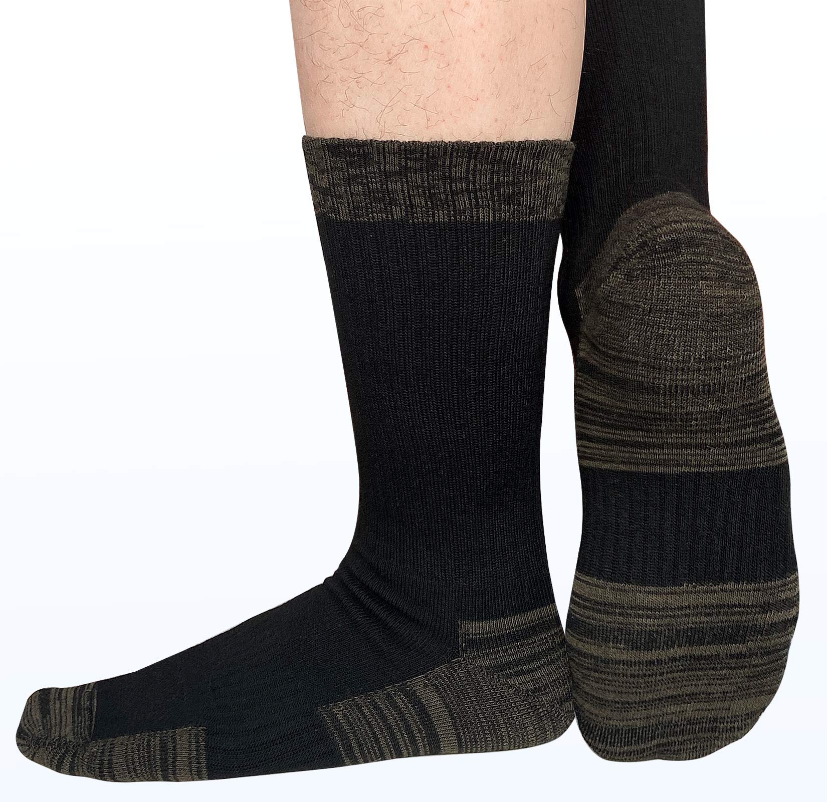 APTYID Men's Moisture Wicking Cushioned Crew Work Boot Socks, Size 9-12, Black, 4 Pairs