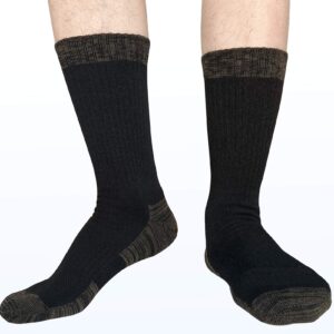 APTYID Men's Moisture Wicking Cushioned Crew Work Boot Socks, Size 9-12, Black, 4 Pairs