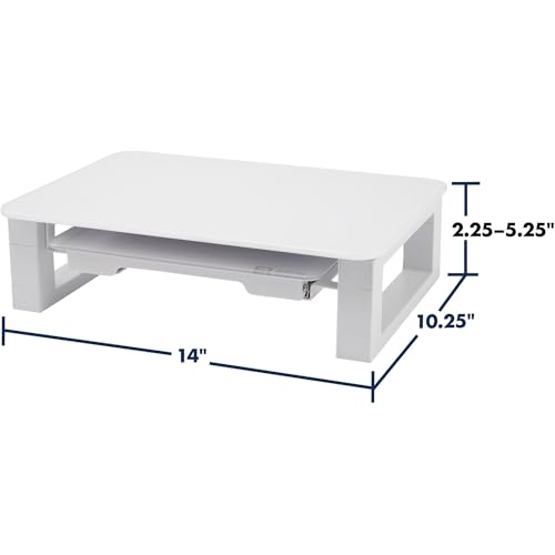 Quartet Desktop Glass Monitor Riser for Computer with Dry-Erase Board, Adjustable Height (Q090GMRW01) White 5" x 10", 5" x 10"