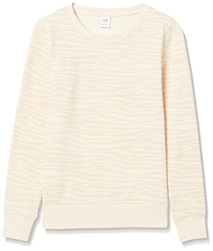 Amazon Essentials Women's French Terry Fleece Crewneck Sweatshirt (Available in Plus Size), Beige Zebra Stripe Print, Medium