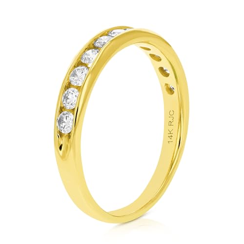 VIR JEWELS 1/2 carat (ctw) Diamond Wedding Anniversary Band for Women, Half Eternity Round Diamond Comfort Fit Engagement Ring 14K Yellow Gold Channel Set 0.50 cttw, Size 7.5