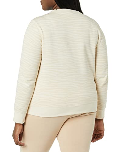 Amazon Essentials Women's French Terry Fleece Crewneck Sweatshirt (Available in Plus Size), Beige Zebra Stripe Print, Medium