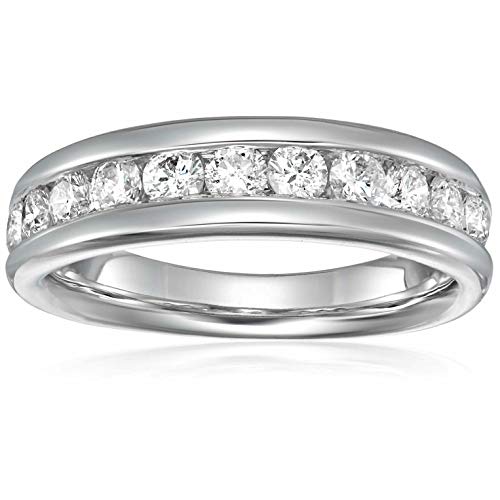 VIR JEWELS 1/2 carat (ctw) Diamond Wedding Anniversary Band for Women, Half Eternity Round Diamond Comfort Fit Engagement Ring 14K White Gold Channel Set 0.50 cttw, Size 9.5