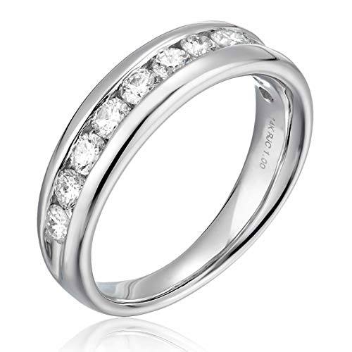 VIR JEWELS 1/2 carat (ctw) Diamond Wedding Anniversary Band for Women, Half Eternity Round Diamond Comfort Fit Engagement Ring 14K White Gold Channel Set 0.50 cttw, Size 9.5