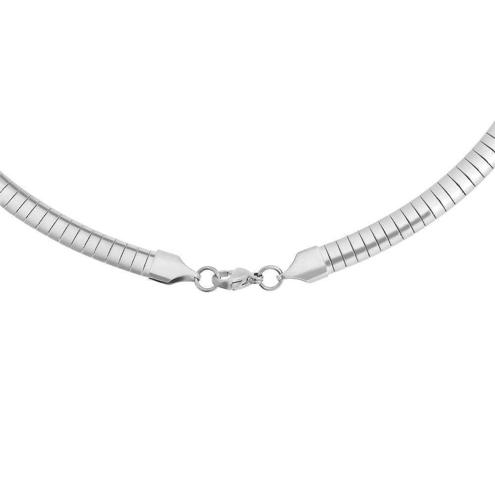 Edforce Stainless Steel Italian Omega Chain Necklace (Silver, 6mm)