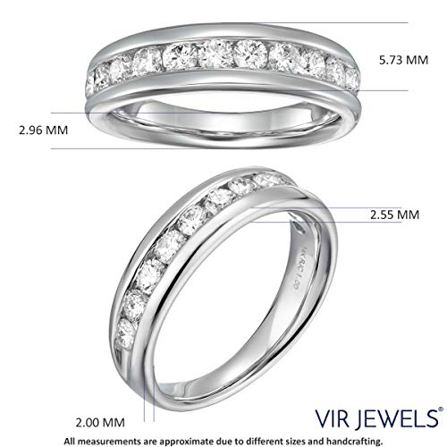 VIR JEWELS 1/2 carat (ctw) Diamond Wedding Anniversary Band for Women, Half Eternity Round Diamond Comfort Fit Engagement Ring 14K White Gold Channel Set 0.50 cttw, Size 9.5