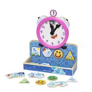 melissa & doug blue's clues & you! wooden tickety tock magnetic clock (31 pieces)