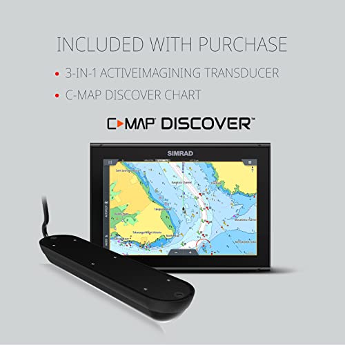 Simrad GO9 XSE - 9-inch Chartplotter with Active Imaging 3-in-1 Transducer, C-MAP DISCOVER Chart Card