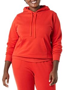 amazon essentials women's fleece pullover hoodie (available in plus size), red, x-large