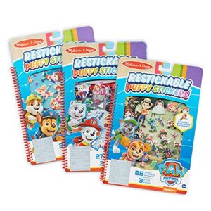 melissa & doug paw patrol restickable puffy stickers 3-pack – adventure bay, jake’s mountain, jungle - paw patrol-themed resuable sticker activity sets for kids