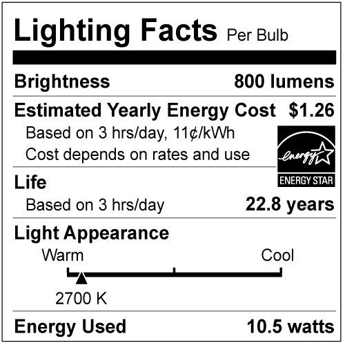 Sunlite LED BR30 Recessed Light Bulb, 10.5 Watt (65w Equivalent), 800 Lumens, Medium E26 Base, Dimmable Flood, UL Listed, 2700K Soft White, 1 Count