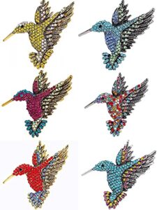 6 pieces of hummingbird brooch pin set for women girl men elegant silk scarf animal bird brooch pin collar fashion jewelry