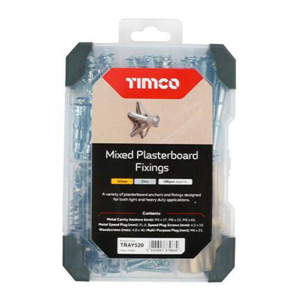 TIMCO Mixed Tray - Plasterboard fixings and anchors - 102pcs