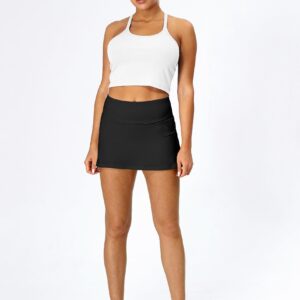 icyzone Athletic Tennis Skirts for Women with Pockets Shorts, Workout Running Golf Skorts (Black, Medium)