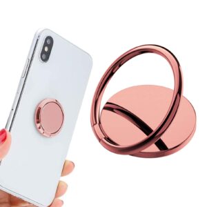 dfsucces phone ring holder finger kickstand, cell phone ring holder ,360° rotation metal ring holder for magnetic car mount compatible all smartphone(rose gold)