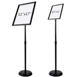 Adjustable Heavy Duty Pedestal Sign Holder Floor Stand, Sign Stand Poster Stand, Standing Floor, 8.5 x 11 inch, Vertical & Horizontal View, Outdoor Indoor Standing Display Sign Holders Aluminum Black