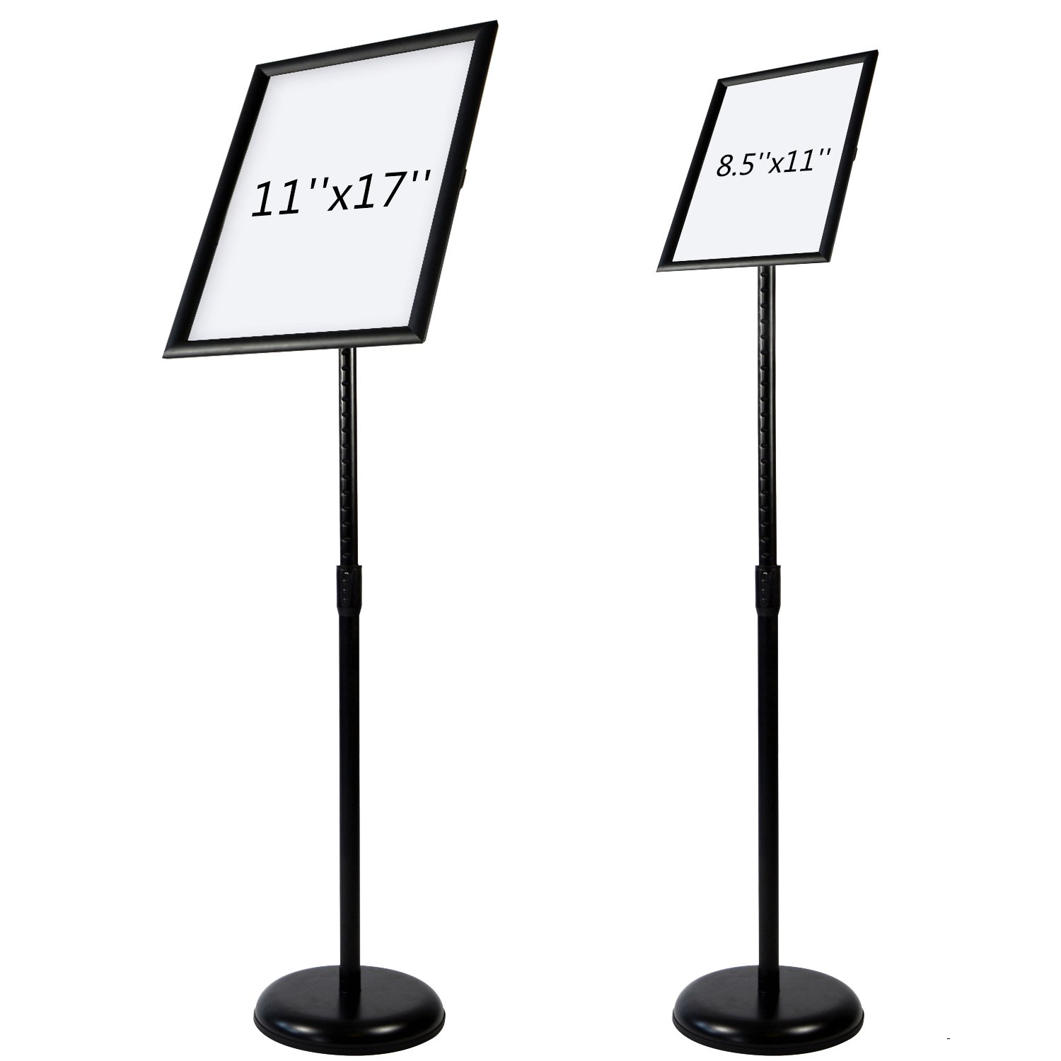 Adjustable Heavy Duty Pedestal Sign Holder Floor Stand, Sign Stand Poster Stand, Standing Floor, 8.5 x 11 inch, Vertical & Horizontal View, Outdoor Indoor Standing Display Sign Holders Aluminum Black